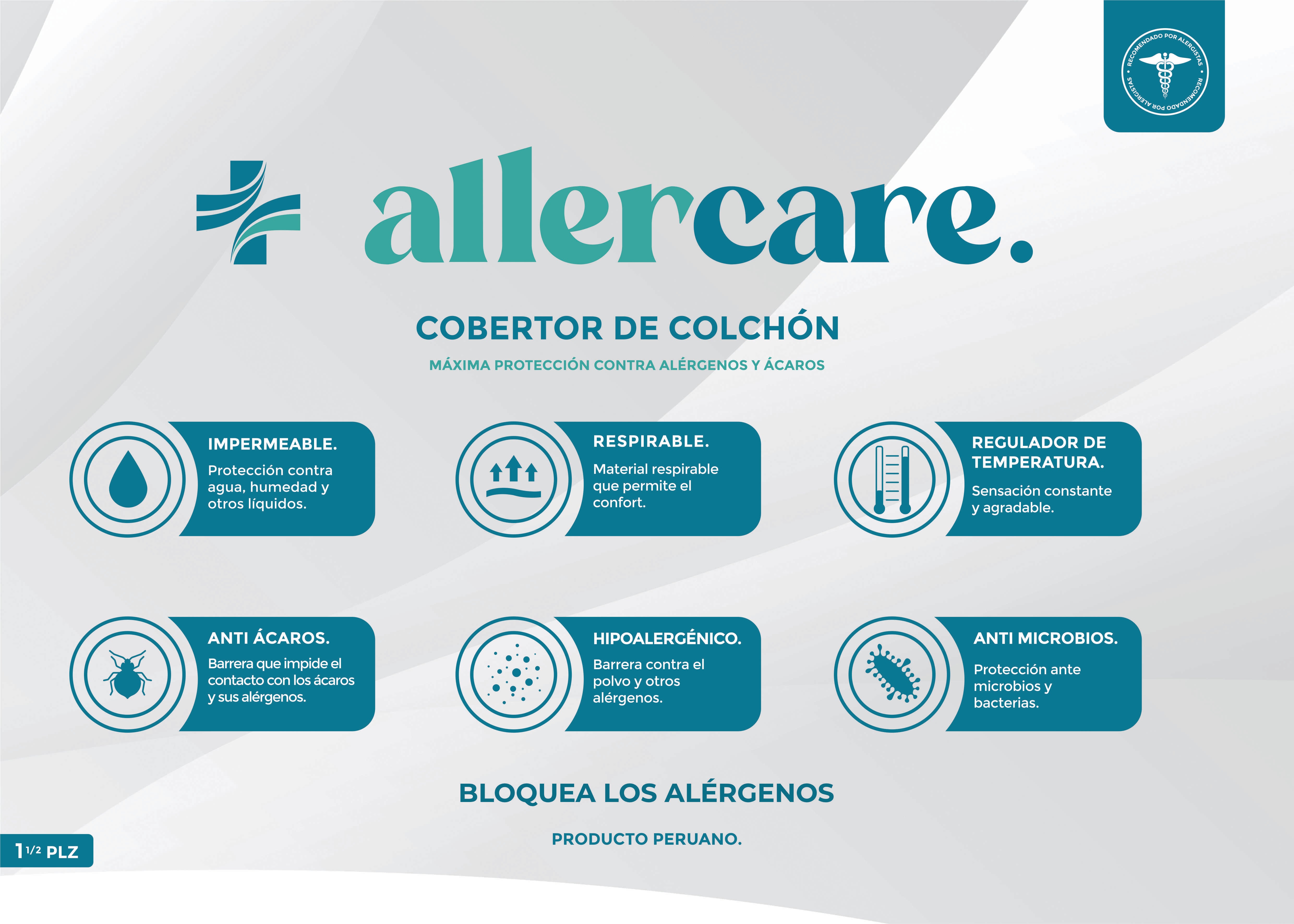 Cobertor de colchón Antialérgico " 1 1/2 PLZ" – Allercare Perú